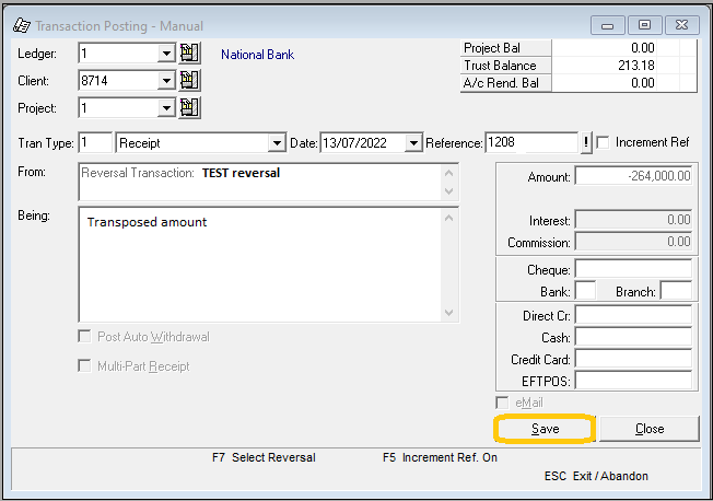 Reverse Transactions