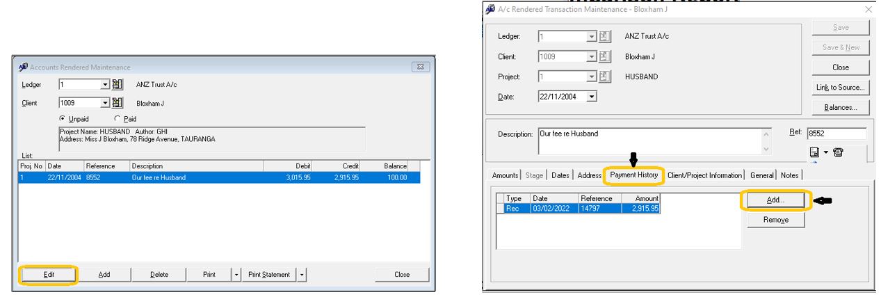 Account Rendered Project Balance Comparison Report